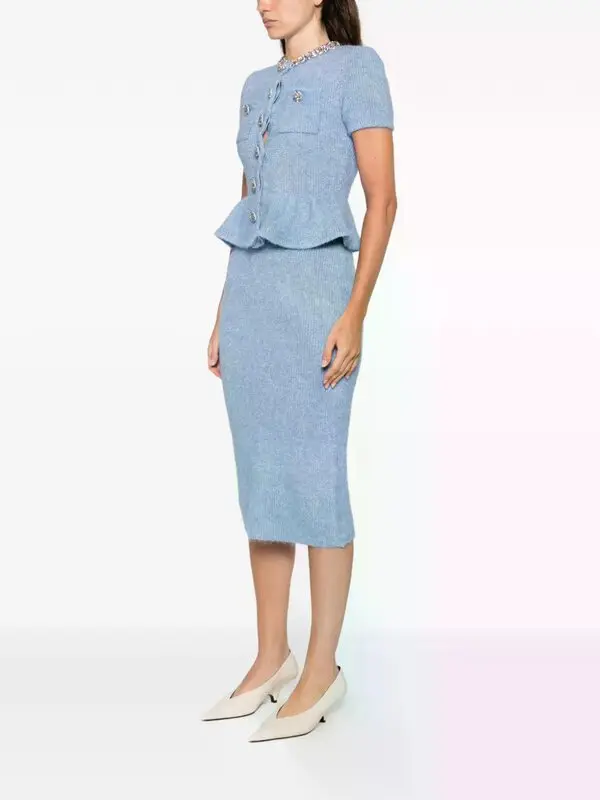 SELF-PORTRAIT Peplum Knitted Midi Dress