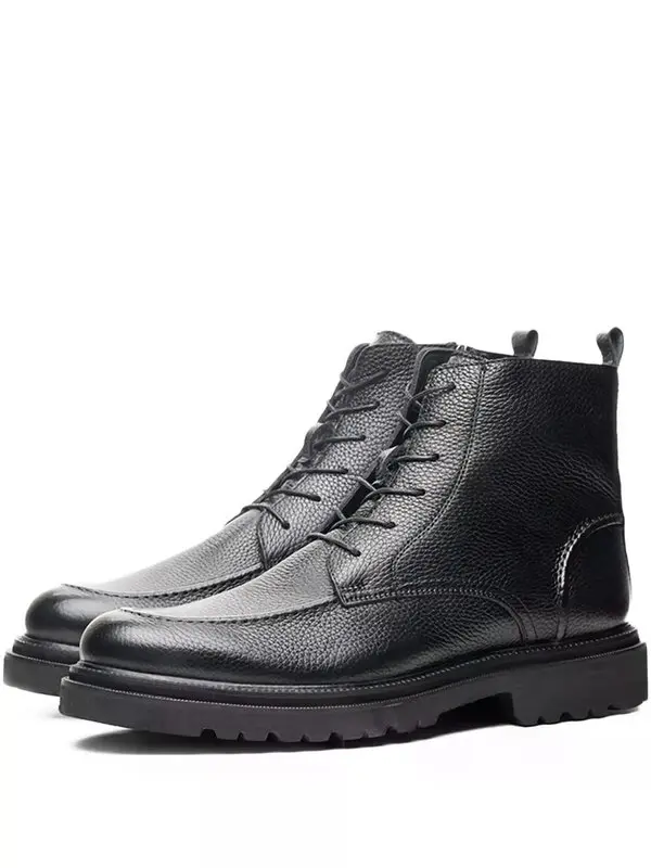 POCHE PARIS Textured Lace-up Boots