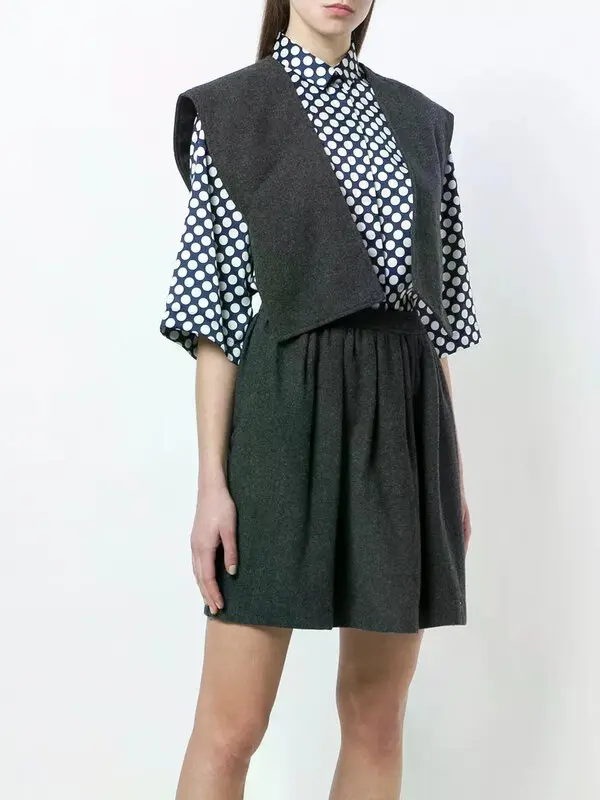 Comme Des Garçons Sleeveless Open Front Dress With Pleated Details