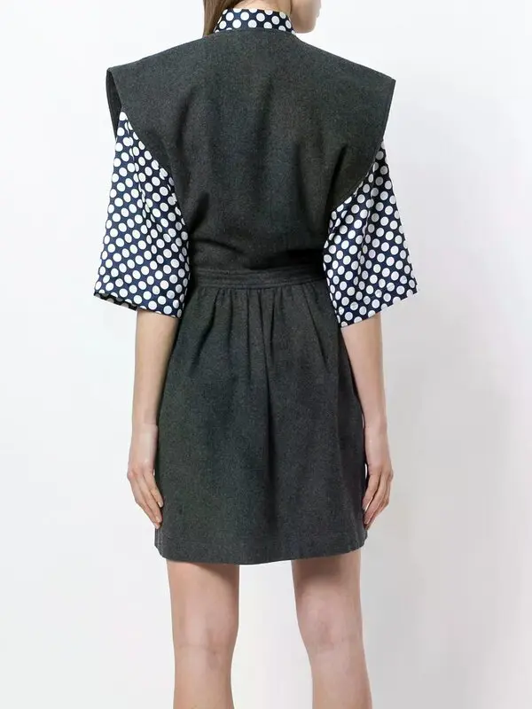 Comme Des Garçons Sleeveless Open Front Dress With Pleated Details