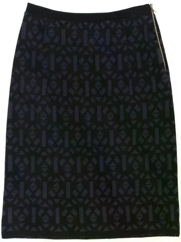 Marni Circa 2000s Geometric Pattern Navy Cotton Blend Skirt