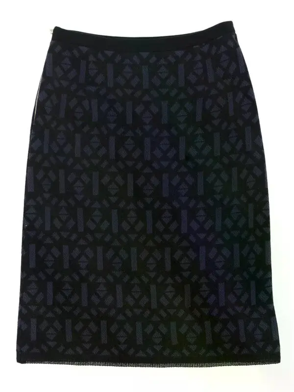 Marni Circa 2000s Geometric Pattern Navy Cotton Blend Skirt