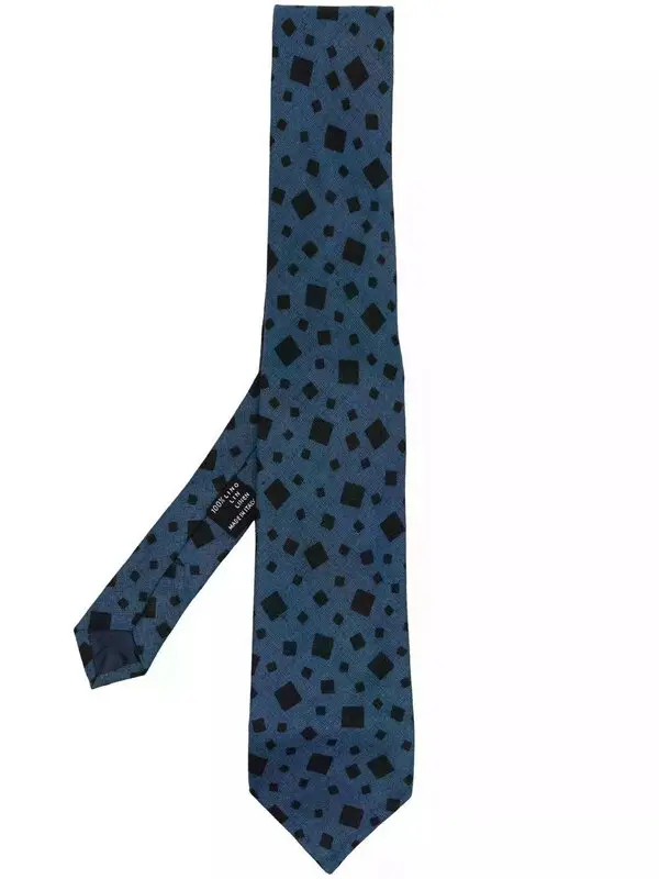 Versace 1970s Square-print Linen Tie - Blue