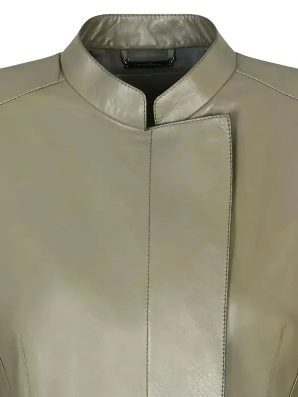 Giorgio Armani Leather Stand Collar Jacket
