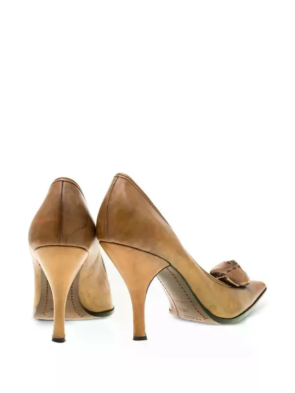 Prada 100mm Floral-appliqué Leather Pumps - Brown