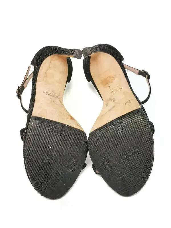 STUART WEITZMAN Textured Suede Buckled Stiletto Sandals