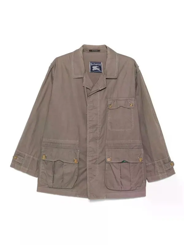 Burberry 1990s Cotton Twill Camp Collar Jacket