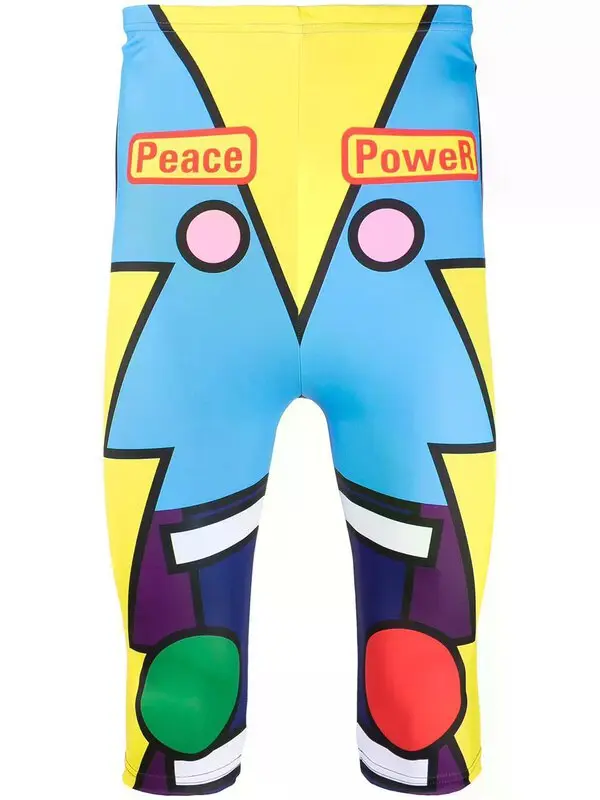 WALTER VAN BEIRENDONCK Geometric Print Bike Shorts - Blue