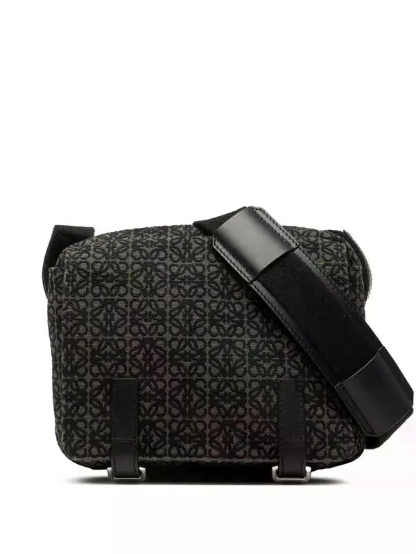 Loewe Anagram Canvas Military Messenger Bag - Black