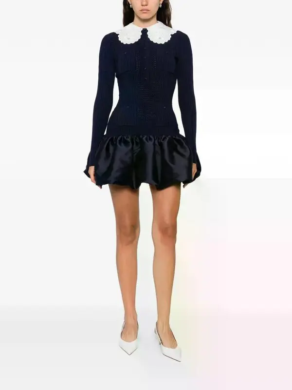 SELF-PORTRAIT Scalloped Collar Pocket Mini Dress
