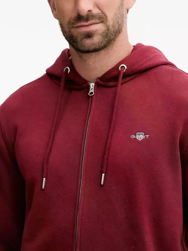 Gant Embroidered Logo Zip Hoodie - Red