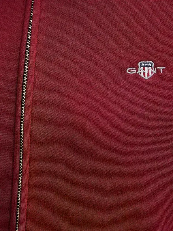 Gant Embroidered Logo Zip Hoodie - Red