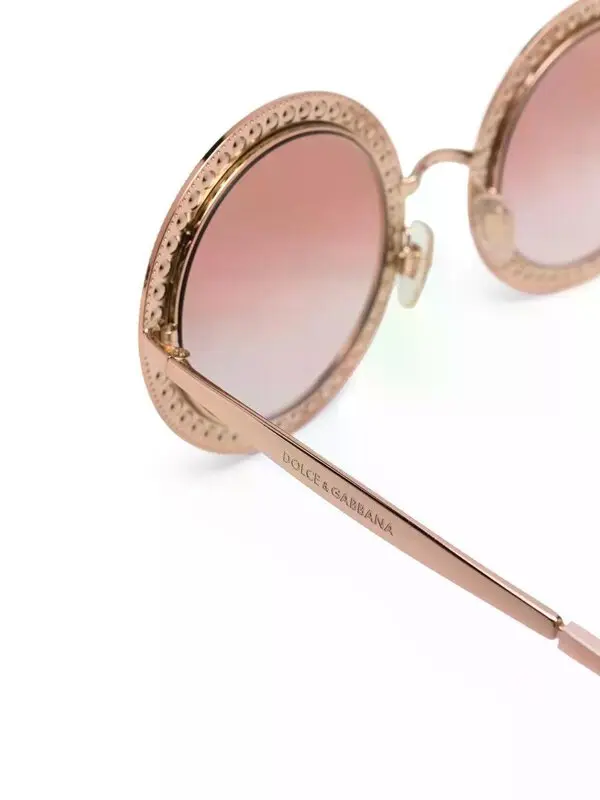 Dolce & Gabbana Circa 2010s Crystal-embellished Round Frame Sunglasses