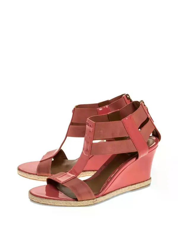 Fendi Patent Leather Wedge Sandals