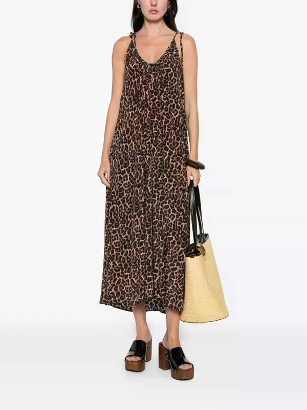 ANINE BING Flora Animal-print Midi Dress - Brown