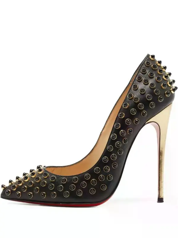 CHRISTIAN LOUBOUTIN Calf Leather Studded Stiletto Pumps