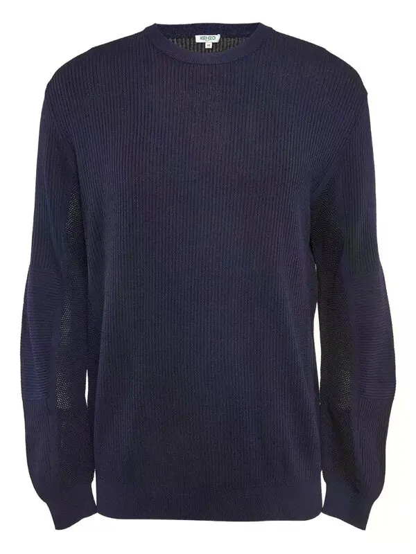 Kenzo Ribbed Knit Crew Neck Sweater With Embroidered Logo