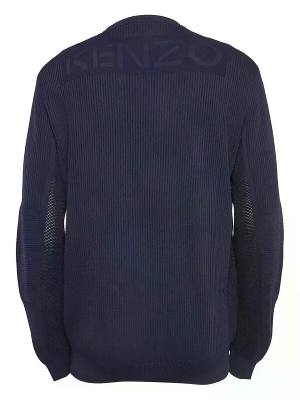 Kenzo Ribbed Knit Crew Neck Sweater With Embroidered Logo