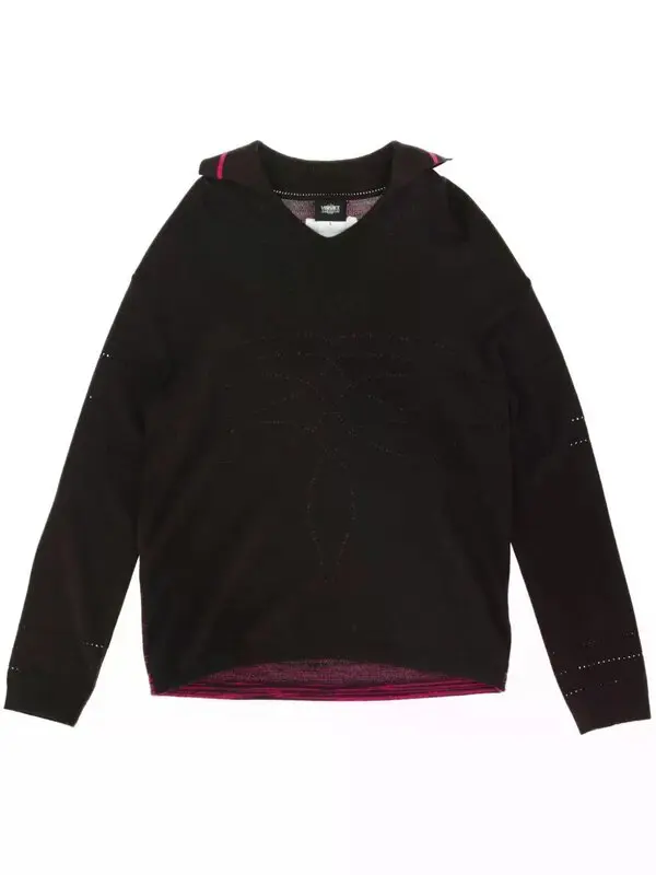 Versace 2000s Perforated Detail Knit Sweater - Brown
