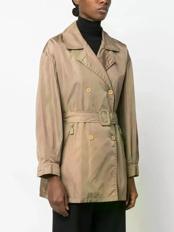 Prada 2000s Double-breasted Belted Trench Coat