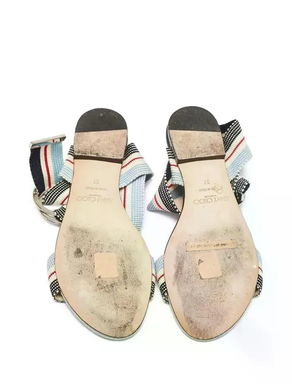 JIMMY CHOO Breanne Canvas Stripe Print Sandals