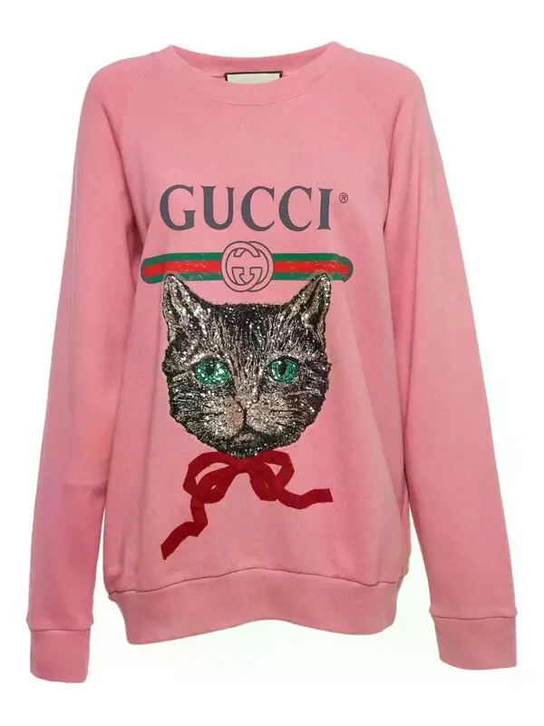 Gucci Cat Embellished Sweatshirt - Pink
