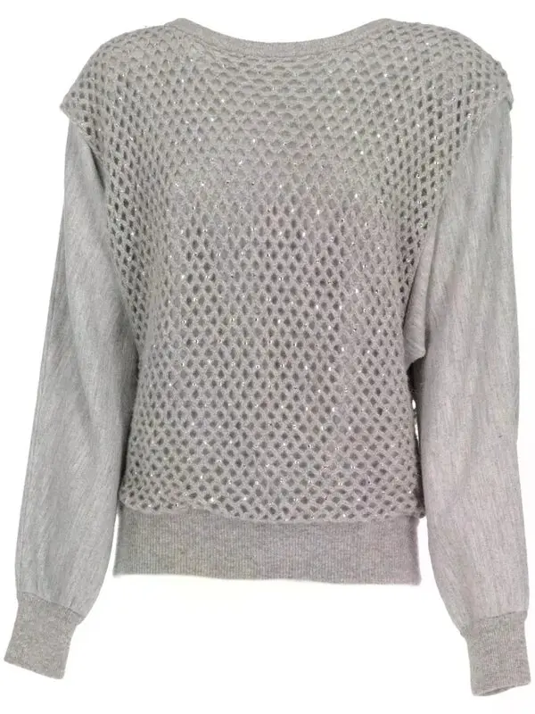 Valentino Garavani 1980s Knitted Panel Sweater - Grey
