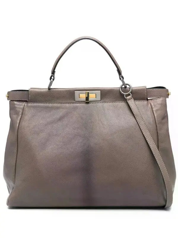 Fendi 2010s Peekaboo Leather Tote Bag - Brown