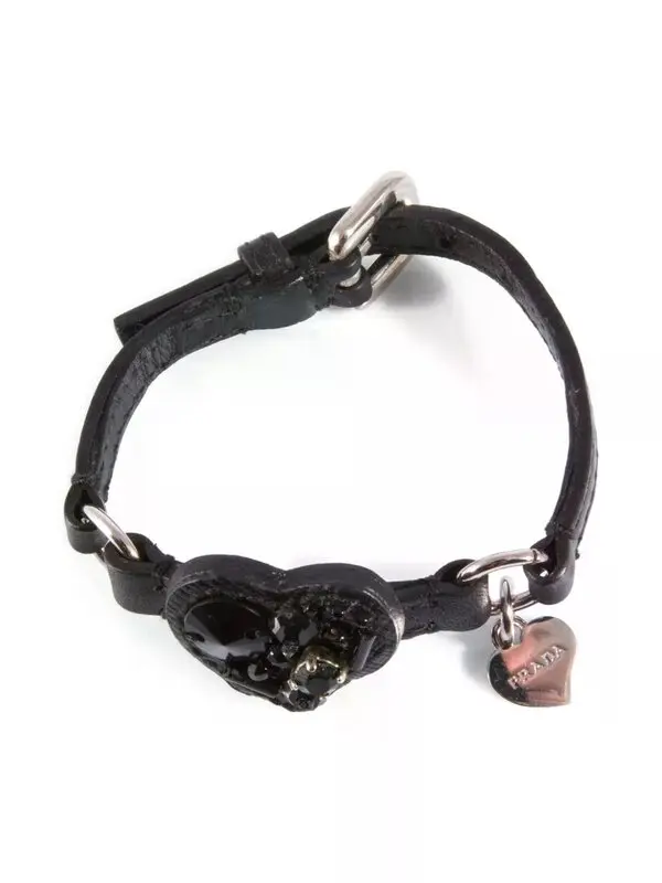 Prada 2000s Embellished Heart Charm Bracelet