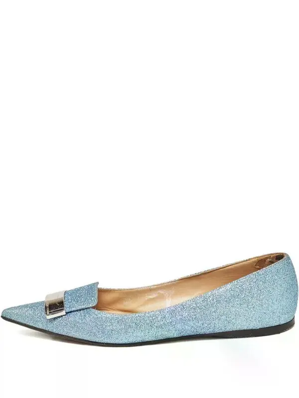 SERGIO ROSSI Glittered Pointed-toe Flat Pumps - Blue