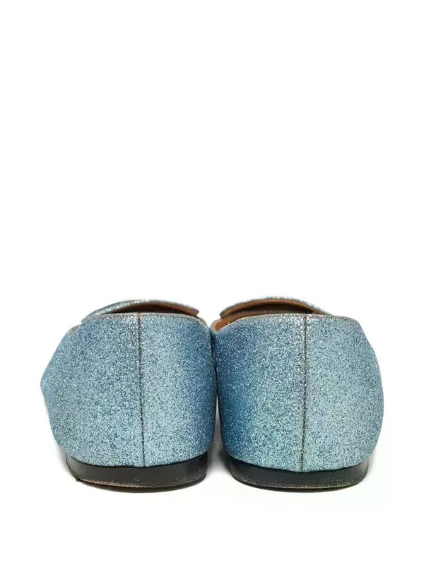 SERGIO ROSSI Glittered Pointed-toe Flat Pumps