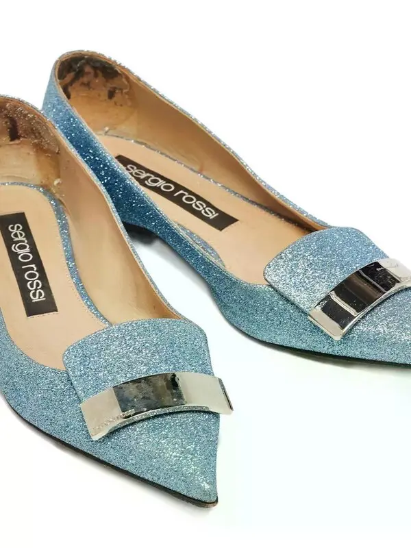 SERGIO ROSSI Glittered Pointed-toe Flat Pumps