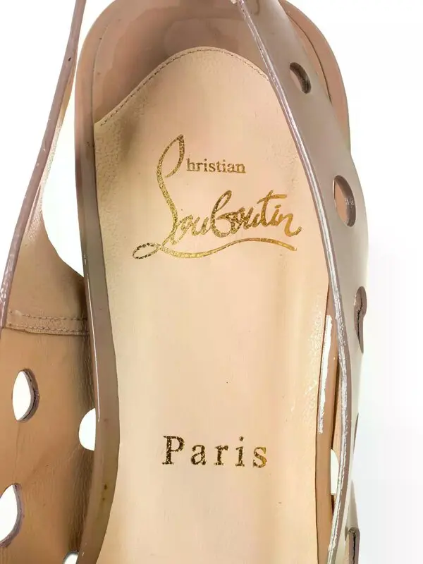 CHRISTIAN LOUBOUTIN Beige Leather Cut-out Heeled Sandals