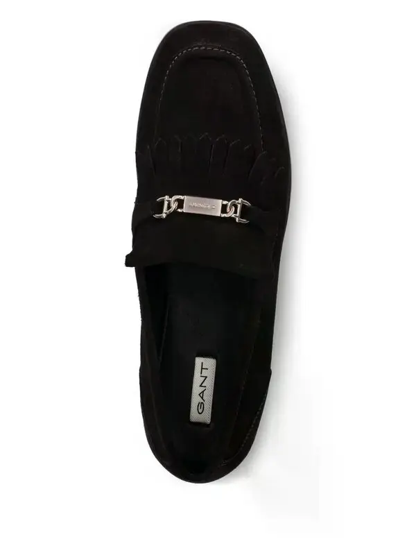 Gant Black Suede Fringe Detail Loafers
