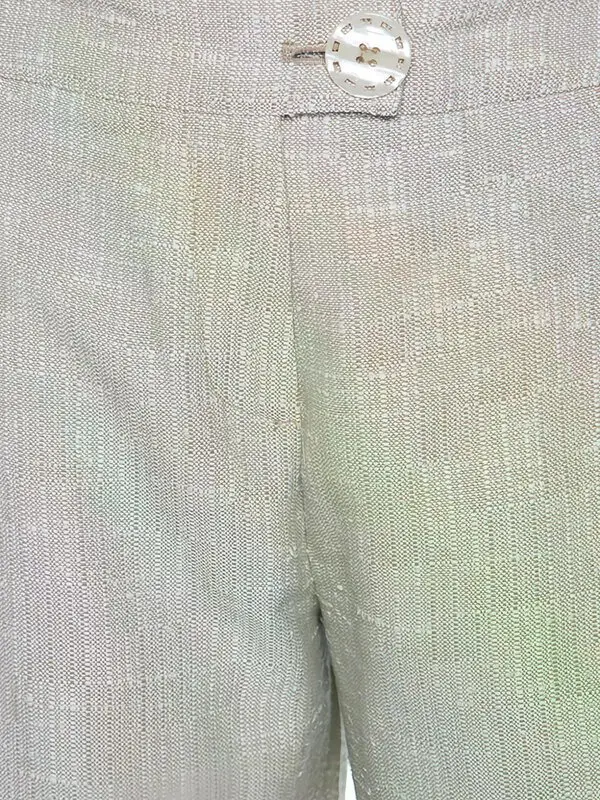 Matthew Williamson Beige Textured Weave Button-closure Straight Leg Trousers
