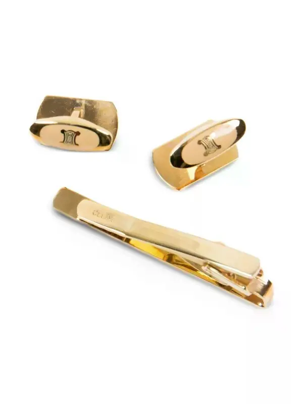 Celine 1990s Embossed Cufflinks Set
