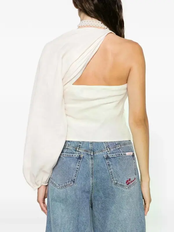 SELF-PORTRAIT Asymmetric Draped Sleeve Top