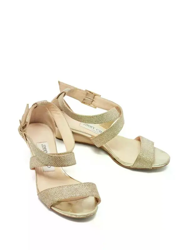 JIMMY CHOO 40mm Glitter Wedge Sandals