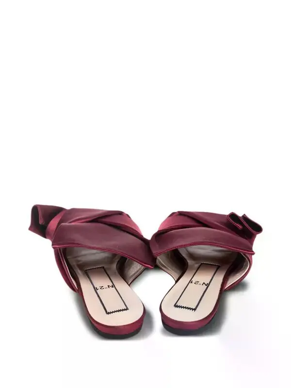 N°21 Twisted Satin Flat Sandals - Red