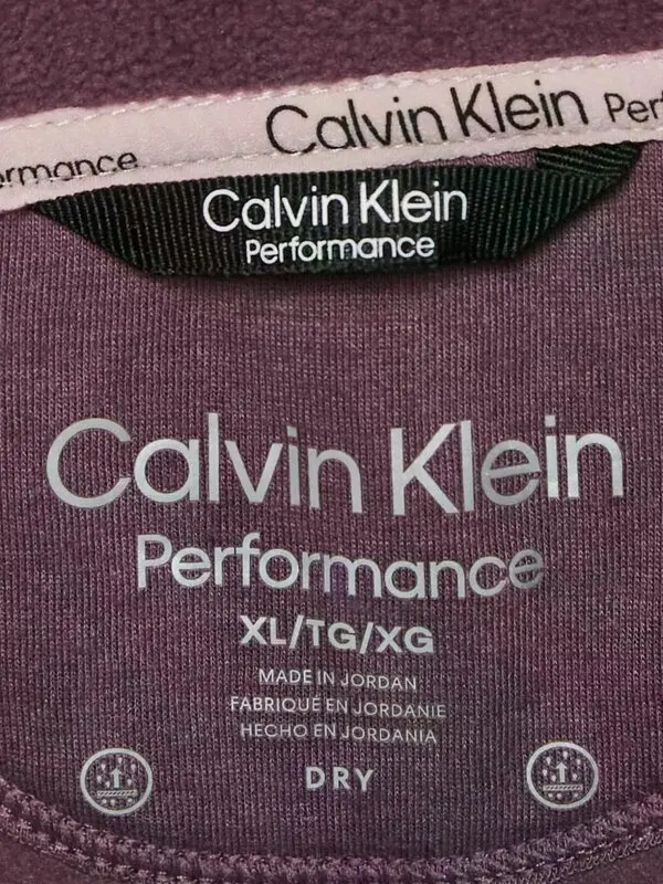 Calvin Klein High Neck Zip Fleece Jacket With Embroidered Logo - Purple