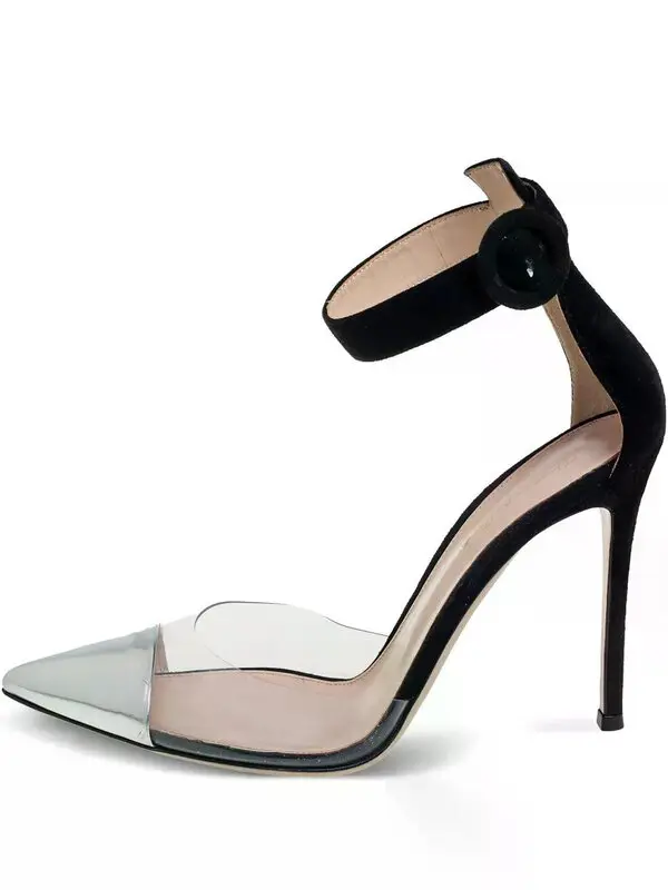 GIANVITO ROSSI Metallic Cap-toe Stiletto Sandals - Black