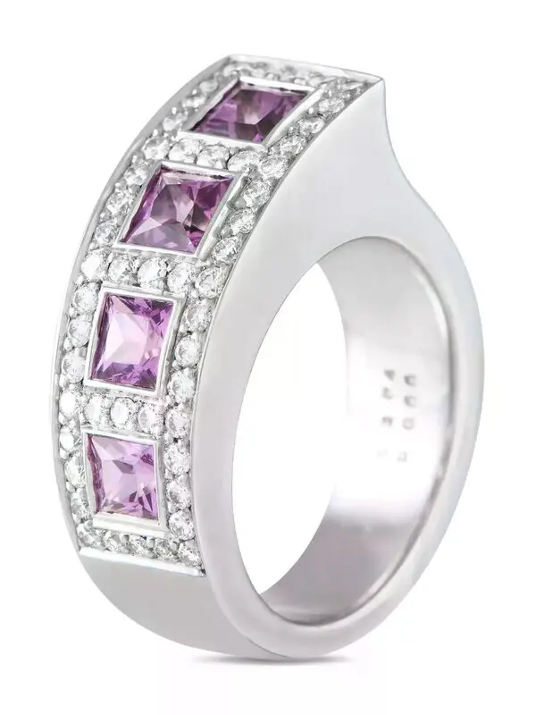 BUCHERER 18k White Gold Sapphire And Diamond Ring