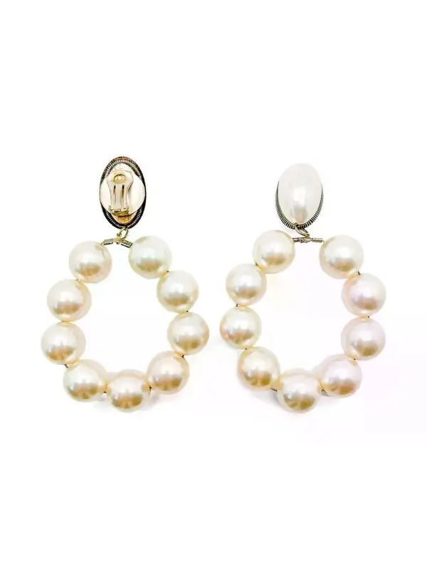 JENNIFER GIBSON JEWELLERY 1960s Mabé Pearl Hoop Earrings - Silver