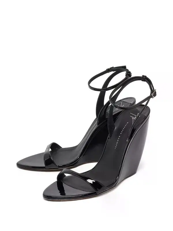 GIUSEPPE ZANOTTI 115mm Patent Leather Wedge Sandals