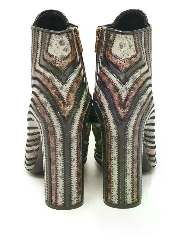FERRAGAMO 120mm Striped Ankle Boots - Brown