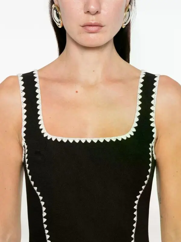 Maje Scalloped-trimmed Knitted Midi Dress