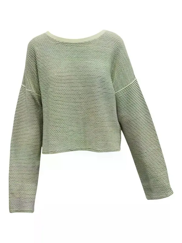 Theory Striped Crew Neck Long Sleeve Sweater - White