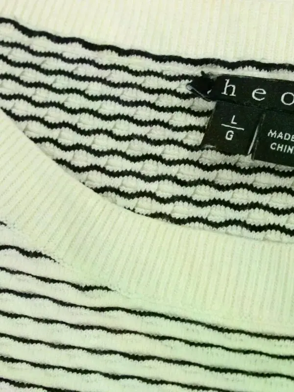 Theory Striped Crew Neck Long Sleeve Sweater