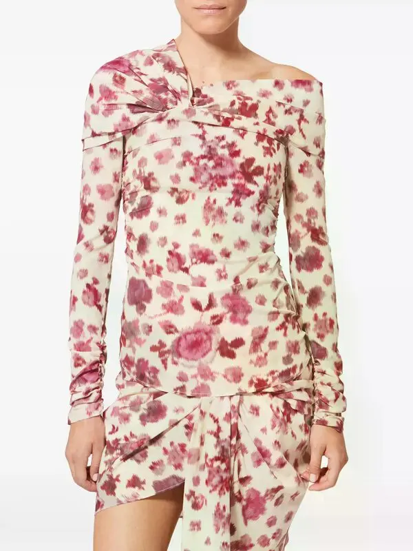 Isabel Marant Étoile Danka Floral Print Off-shoulder Top - Neutrals