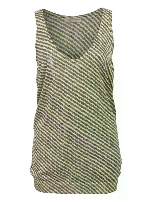 Bottega Veneta Striped Sleeveless V-neck Top
